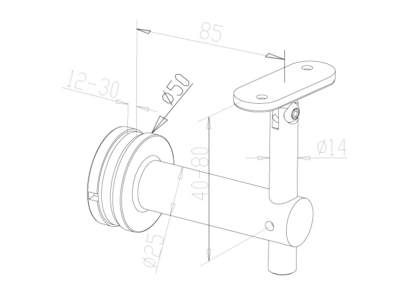 Adjustable Handrail Brackets - Model 0445 - Flat - Fastec Handrail Systems