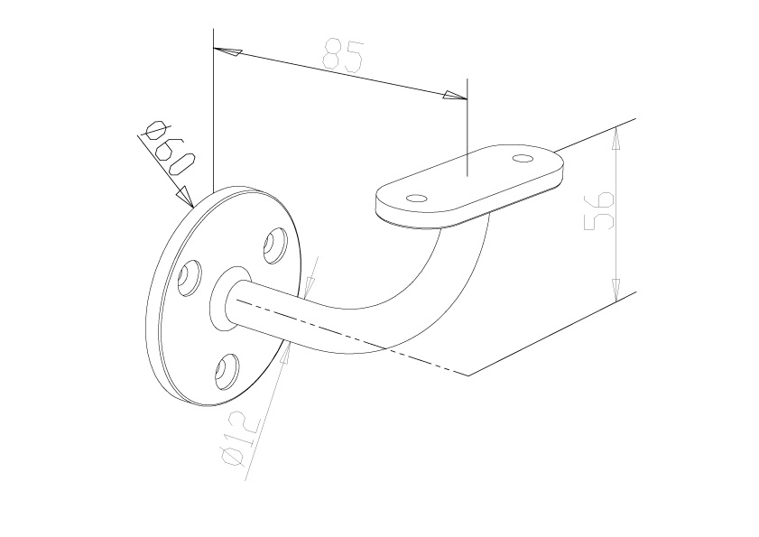 Handrail Brackets - Model 0521 - Flat - Fastec Handrail Systems