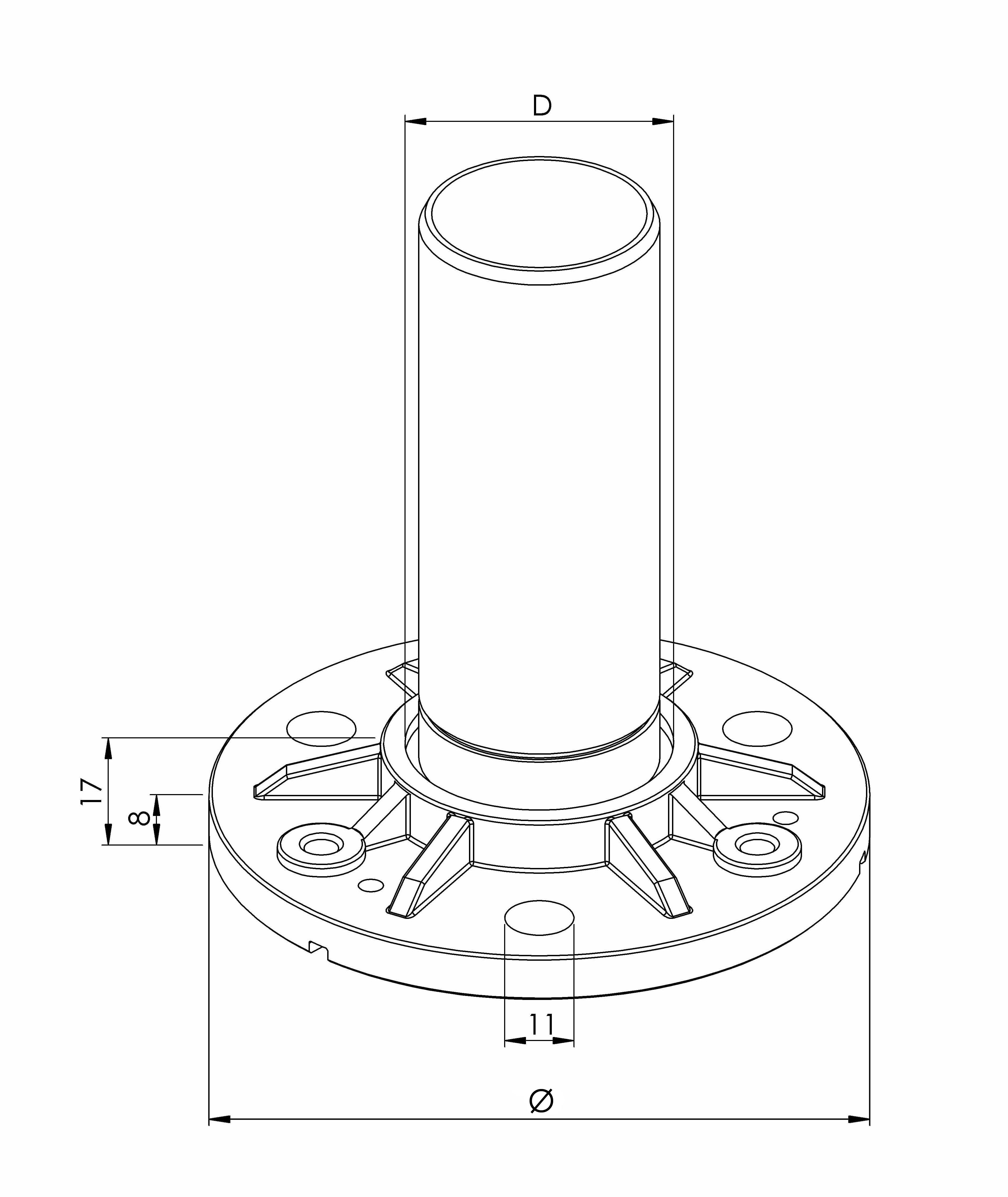 Glue Fix Base Plate - Model 1105 - Fastec Handrail Systems